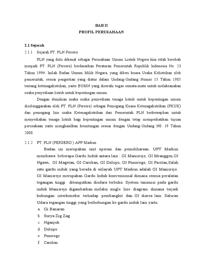 Bab Ii Laporan PKL Ultg Kediri | PDF