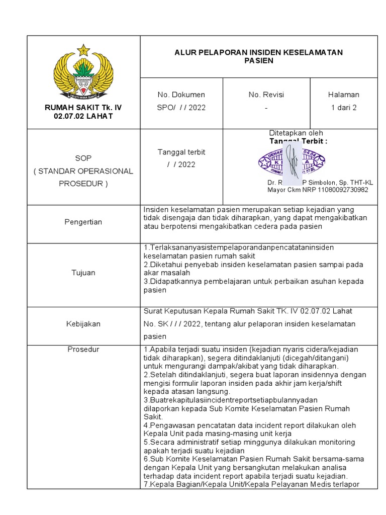 Prosedur Pelaporan Insiden Keselamatan | PDF