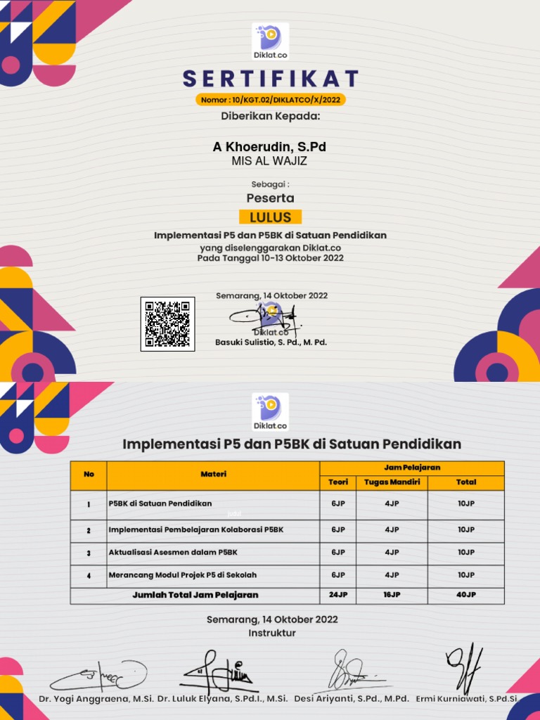 A Khoerudin S.PD Sertifikat | PDF