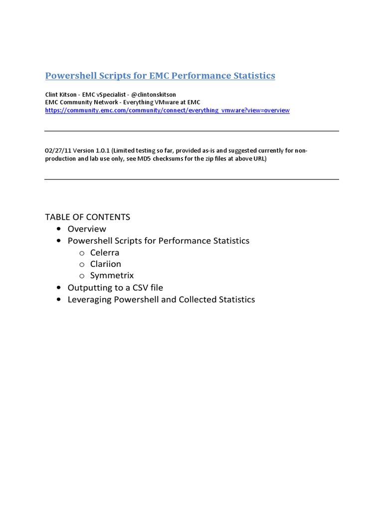 Powershell Emc Performance Scripts 022711 Download Free Pdf Computer File Scripting Language
