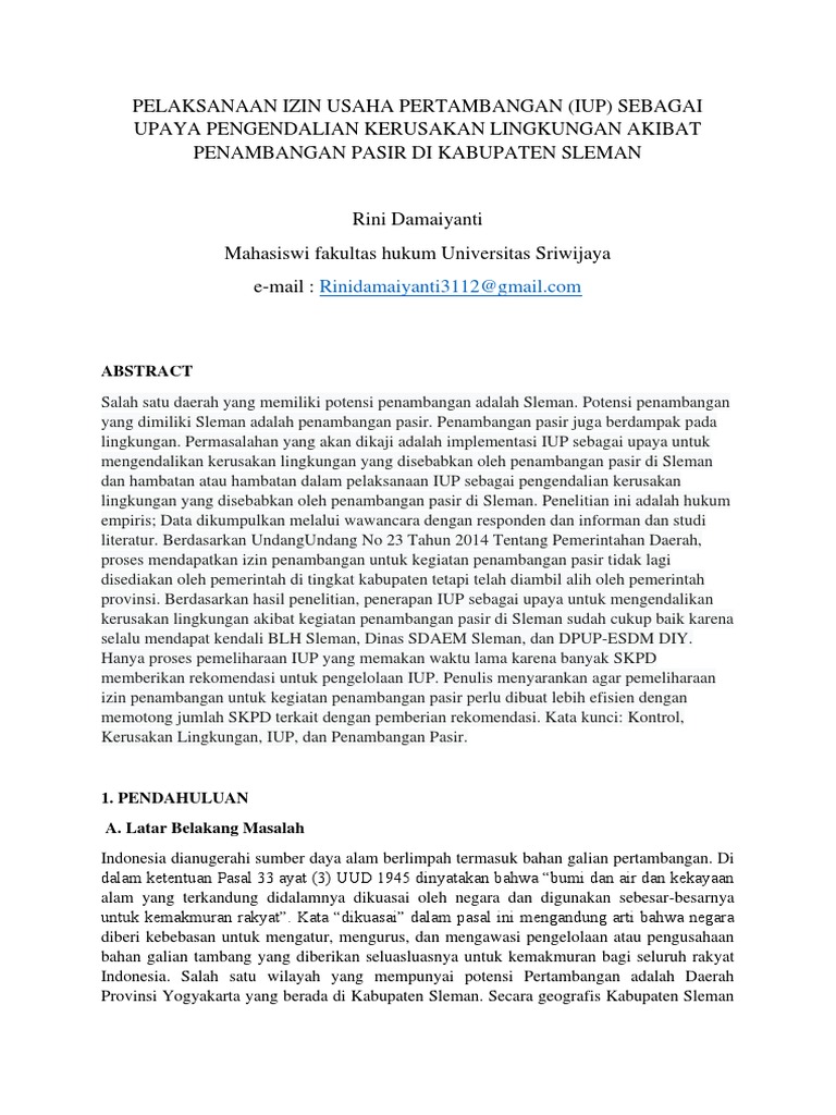 Pelaksanaan Izin Usaha Pertambangan Iup | PDF