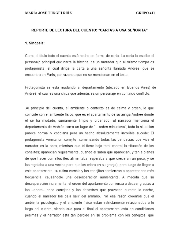 Reporte de Lectura Del Cuento | PDF | Cuentos