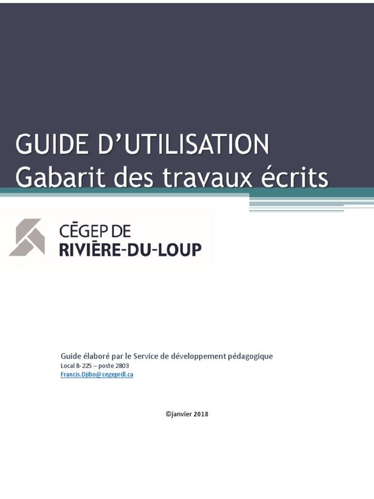 Guide Du Gabarit 2018 | Descargar gratis PDF | Microsoft Word ...