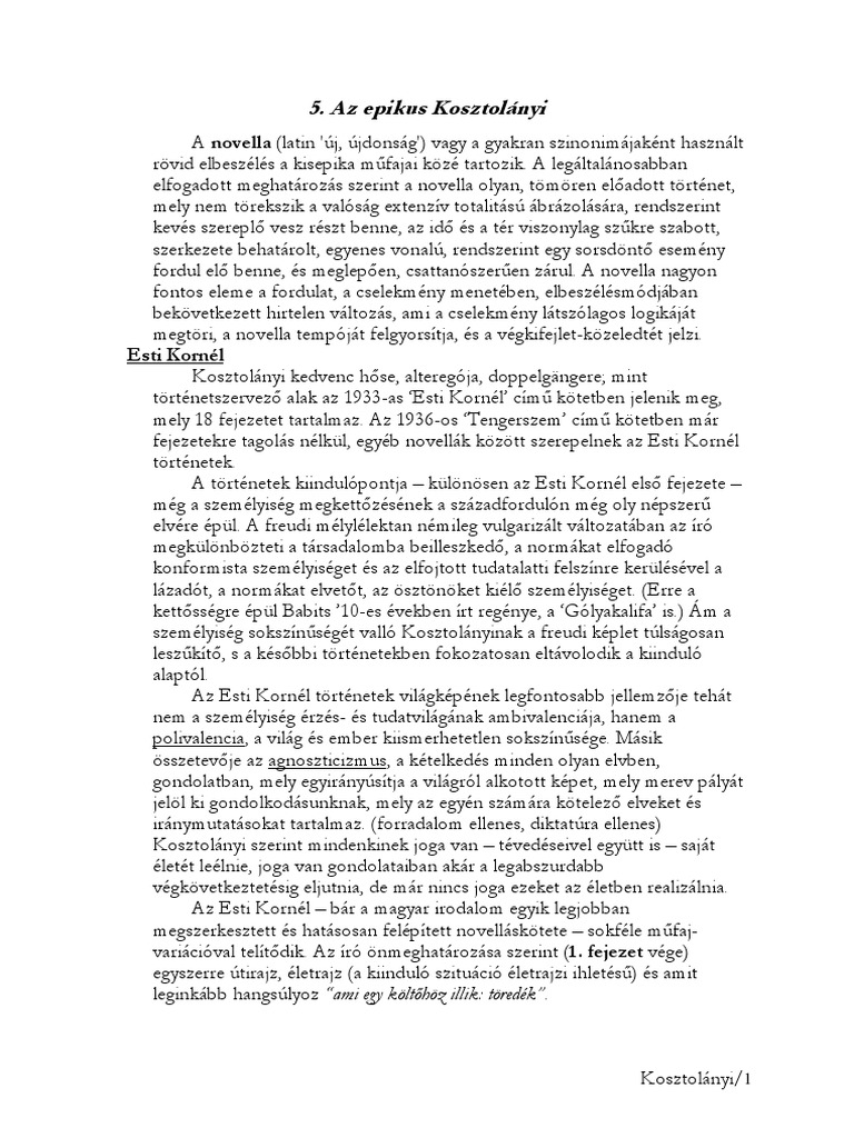 Kosztolányi-epikája.-kieg. | PDF