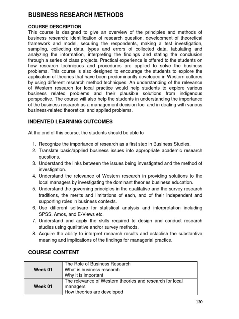 BUSINESS RESEARCH METHODS COURSE | PDF | Survey Methodology | Analysis