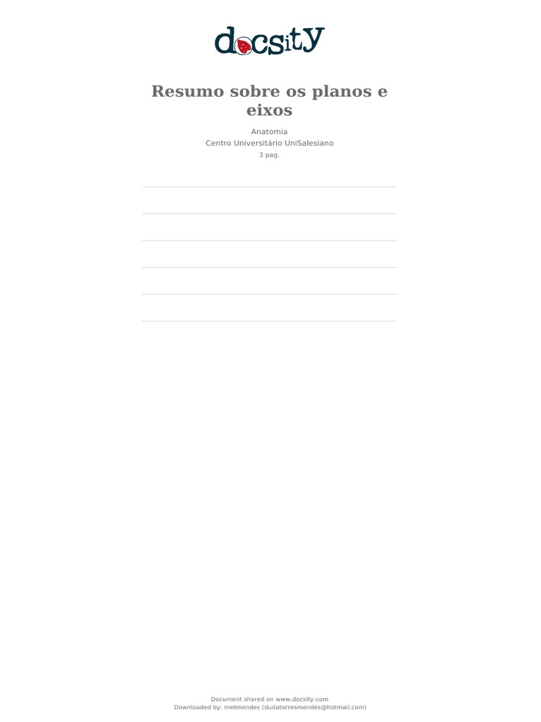 Docsity Resumo Sobre Os Planos e Eixos | PDF | Anatomia | Corpo humano
