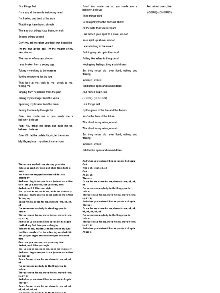 Emotional Lyrics on Pain and Love | PDF | Language Arts & Discipline
