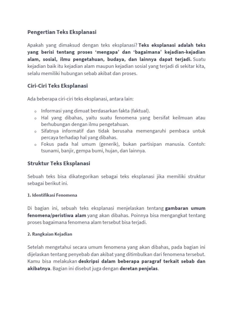 Pengertian Teks Eksplanasi | PDF | Ilmu Sosial | Kajian Bahasa Asing