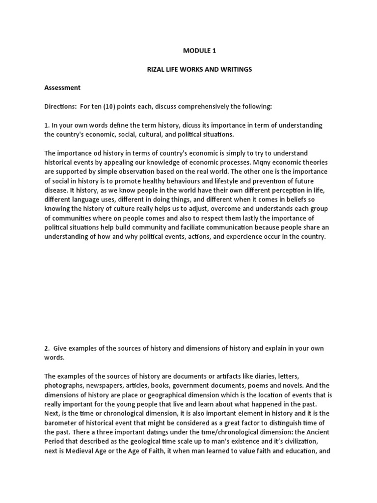Module 1 Assessment in Rizal | PDF | Oral Tradition | Understanding