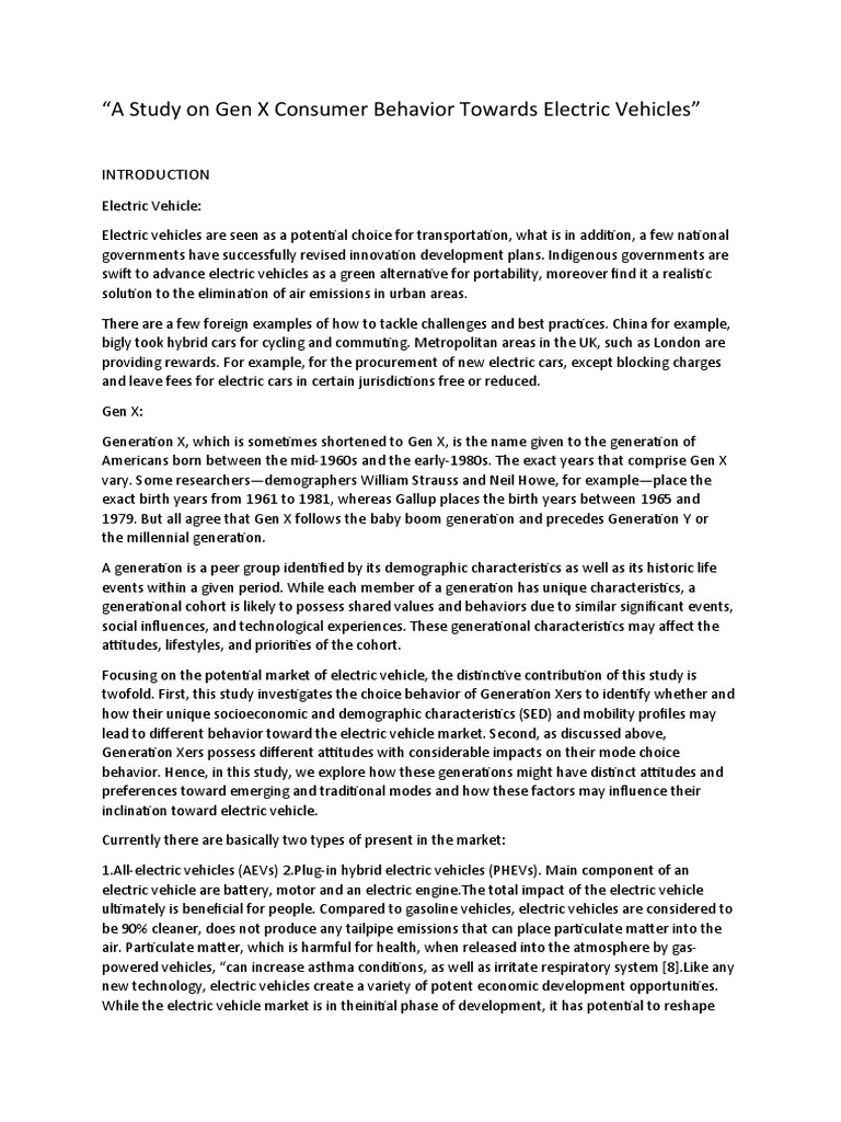 A Study On Consumer Behavior Towards Electric Vehicles | Download Free ...