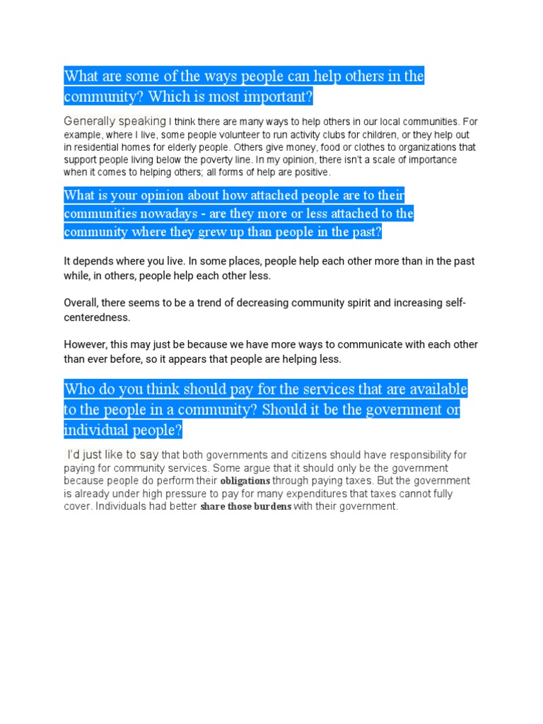 What Are Some Of The Ways People Can Help Others In The Community Pdf