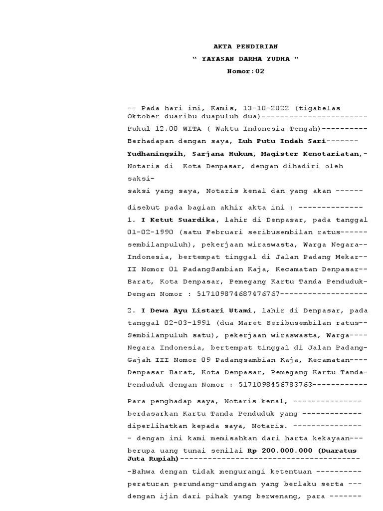 Akta Pendirian Yayasan 7 | PDF