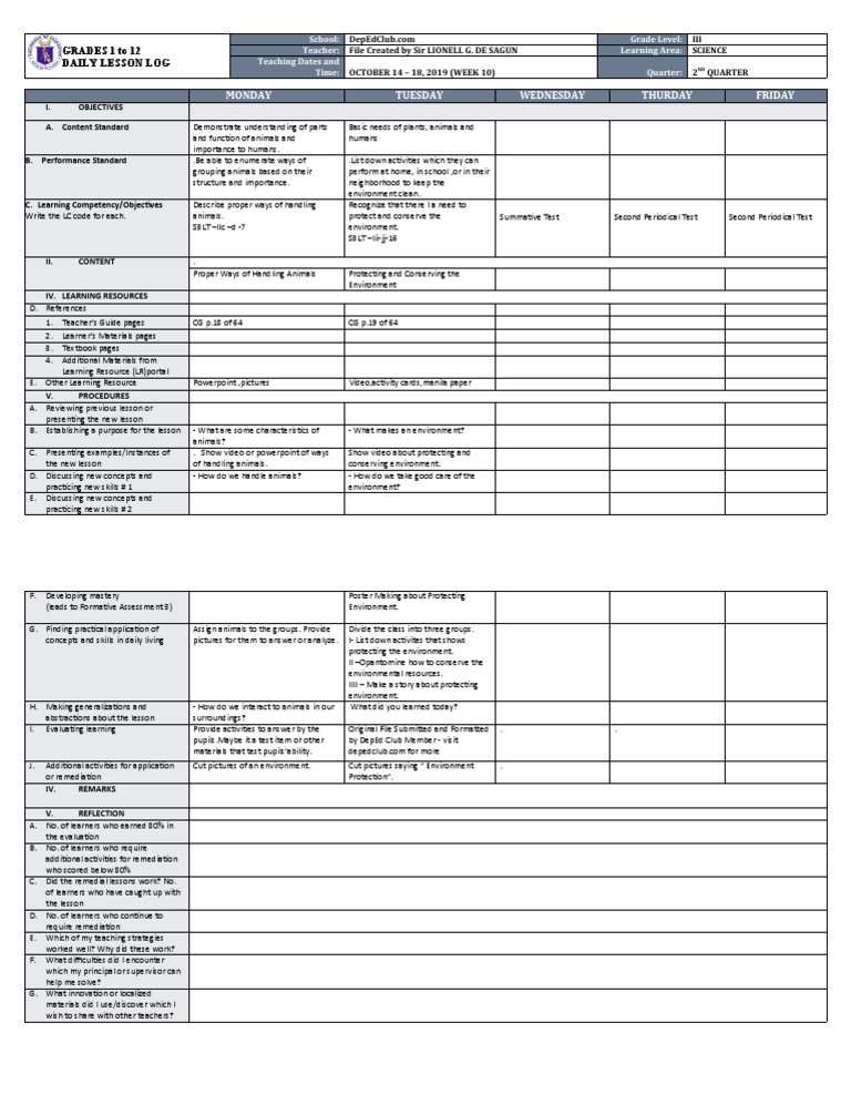 DLL - Science 3 - Q2 - W10 | PDF | Learning | Cognitive Science