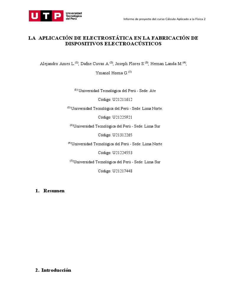 Avance Del Proyecto - Caf | PDF | Física | Ingenieria Eléctrica