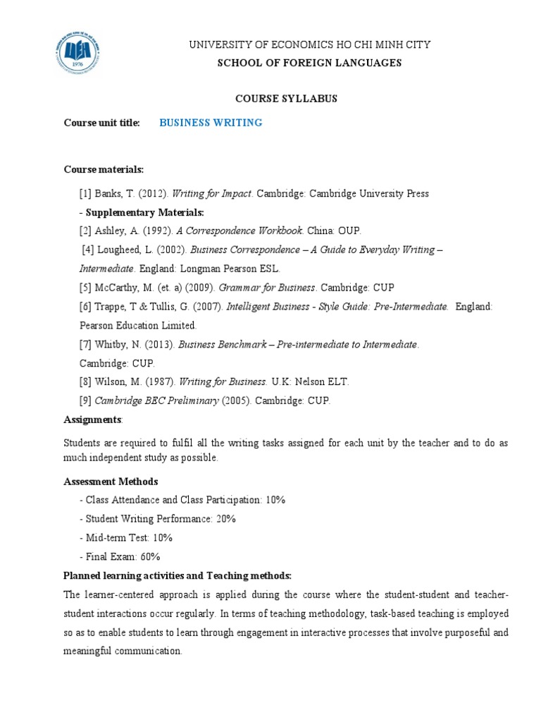 Syllabus - WRITING FOR IMPACT (Edited) | PDF | Linguistics | Teaching