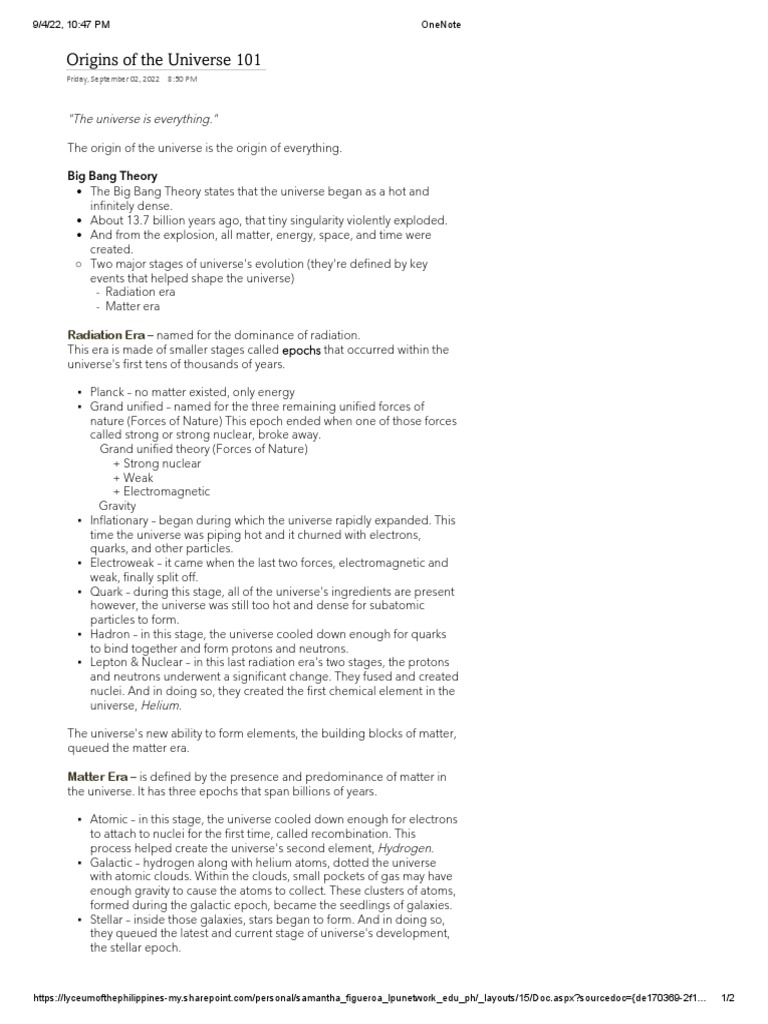 Origin of The Universe - Big Bang Theory | Download Free PDF | Universe ...