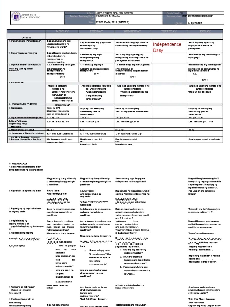DLL Epp 4 First qw1 2019 2020 | PDF