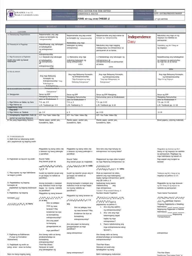 DLL Epp 4 First Qw1 2019 2020 | PDF