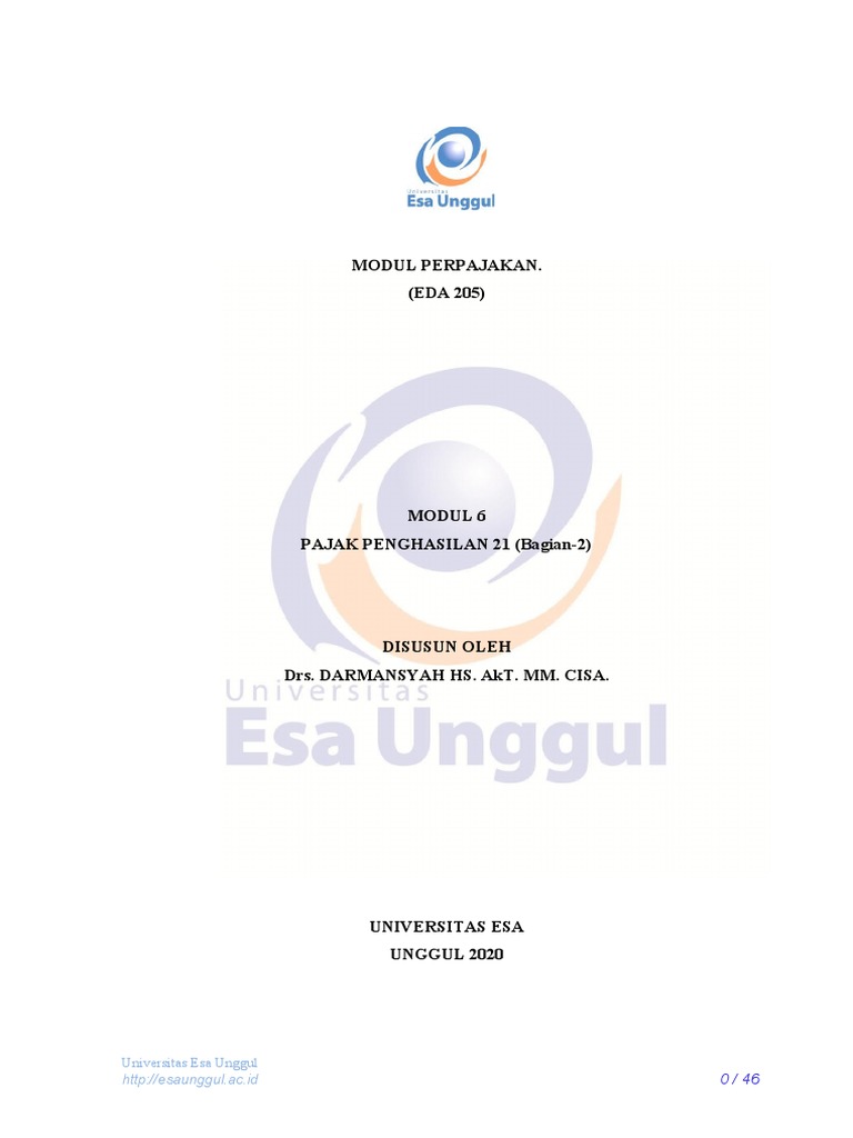 Modul-6-Perpajakan-Pajak Penghasilan 21 (Bagian-2-Contoh Perhitungan) | PDF