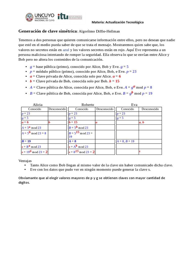 Clave Segura con Diffie-Hellman | PDF | Clave (criptografía) | Cifrado