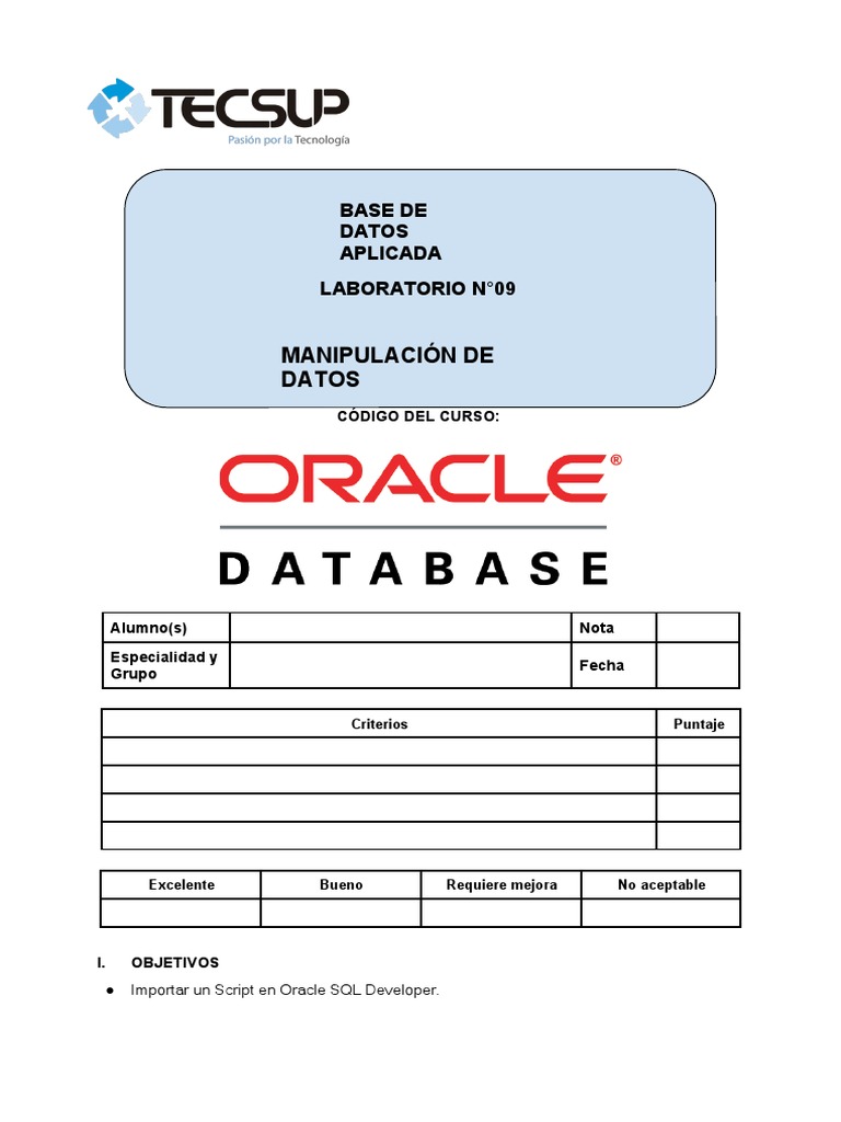 Lab 09 Manipulaci N de Datos | PDF | SQL | Bases de datos
