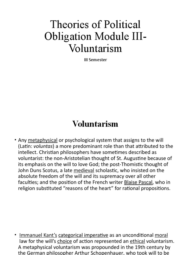 Understanding Voluntarism in Philosophy | PDF | Reason | Philosophical ...
