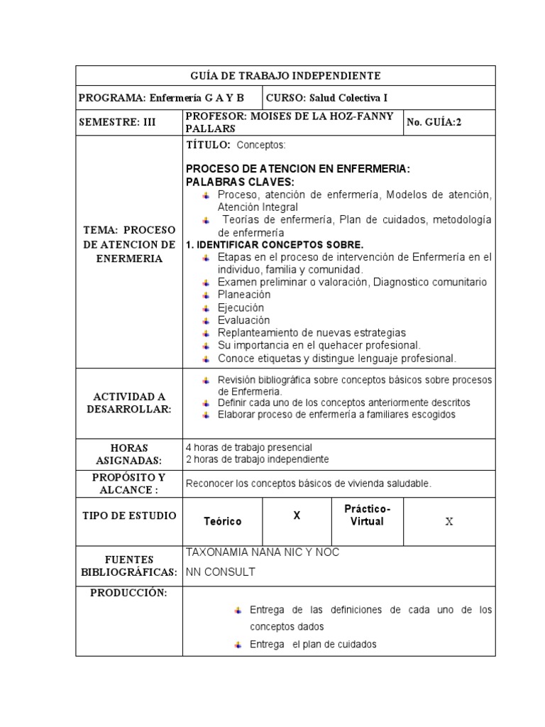 Guia de Trabajo Independiente | PDF | Enfermería | Cognición