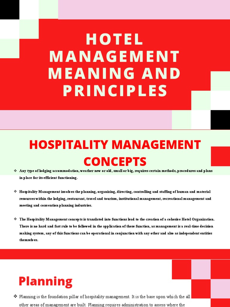Hotel Management Meaning and Principles | PDF | Cost Of Living | Human ...