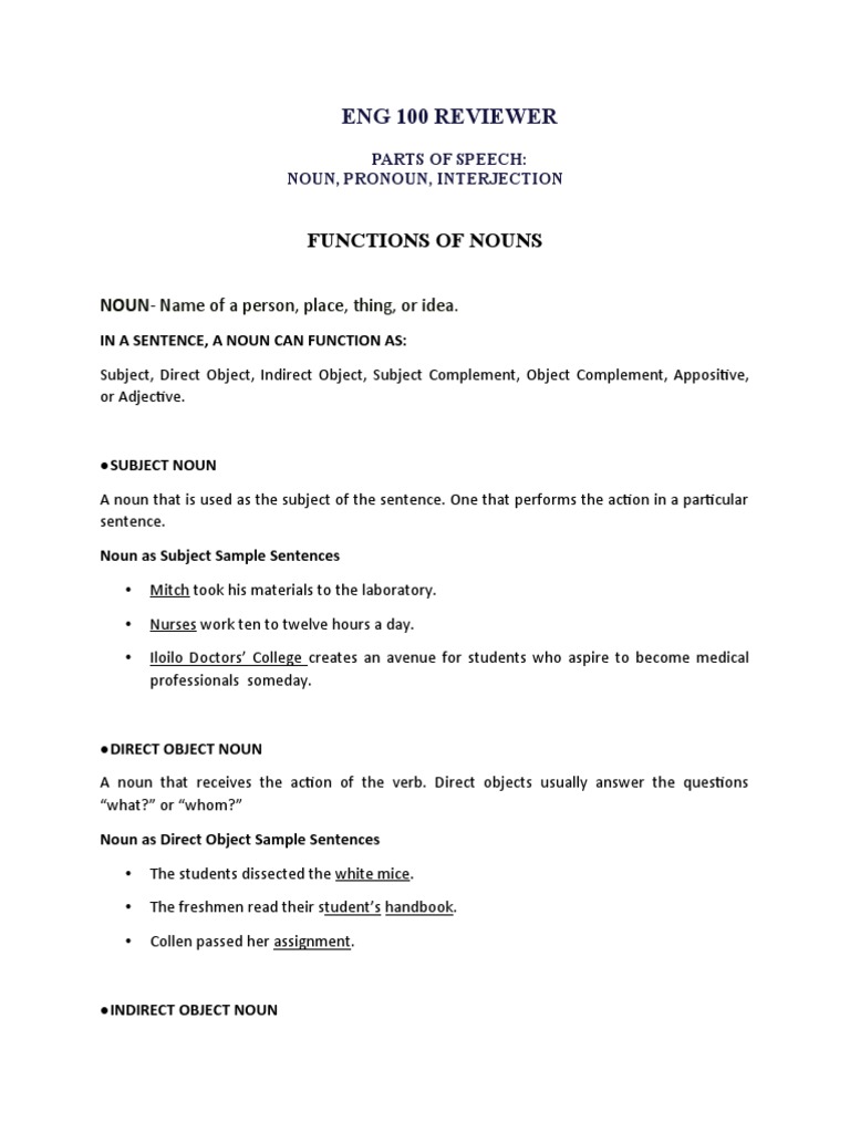 Eng 100 Reviewer Prelim | PDF | Verb | Perfect (Grammar)