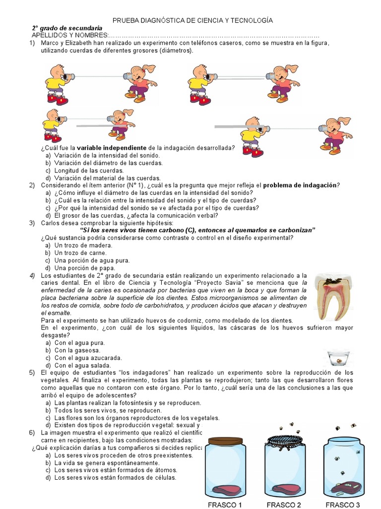 Prueba Diagnóstica de Ciencia y Tecnología | PDF | Plantas | Diseño