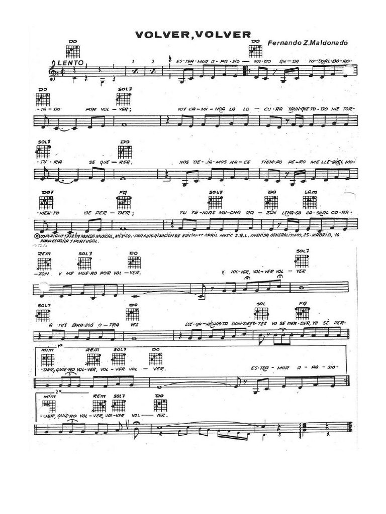 Volver Volver - Ranchera | PDF