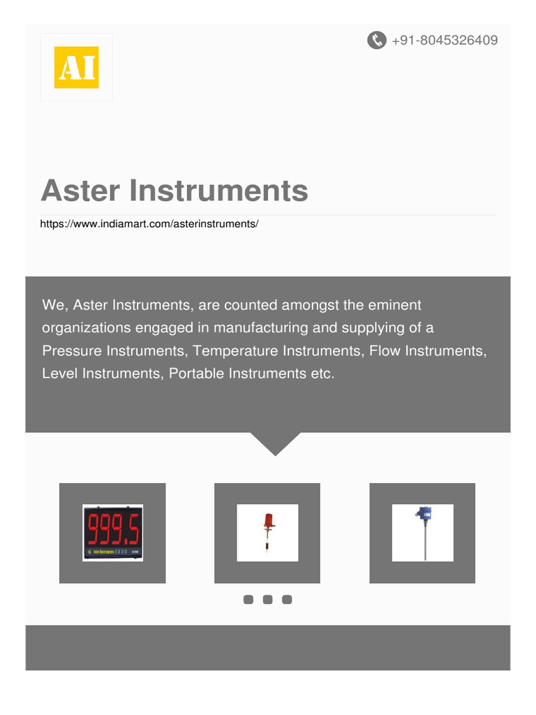 Aster Instruments | PDF | Pressure Measurement | Sensor
