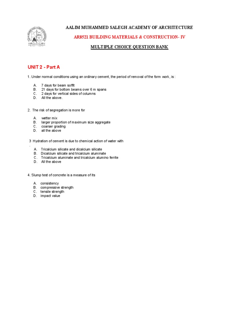 BMC IV - Unit 2 & 4 - Ar - Archana & Ar - Shrija | PDF | Concrete | Foundation (Engineering)
