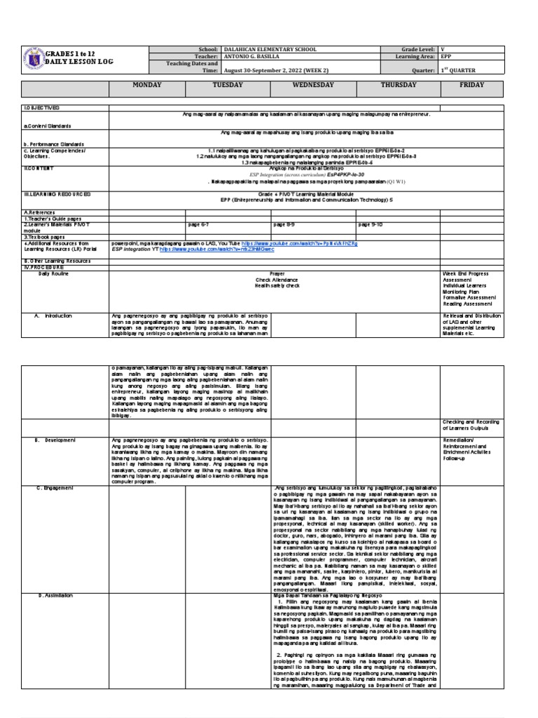 DLL Ict-5 Q1 W1 | PDF