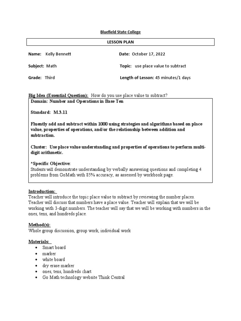 tiered learners lesson plan | PDF | Lesson Plan | Subtraction