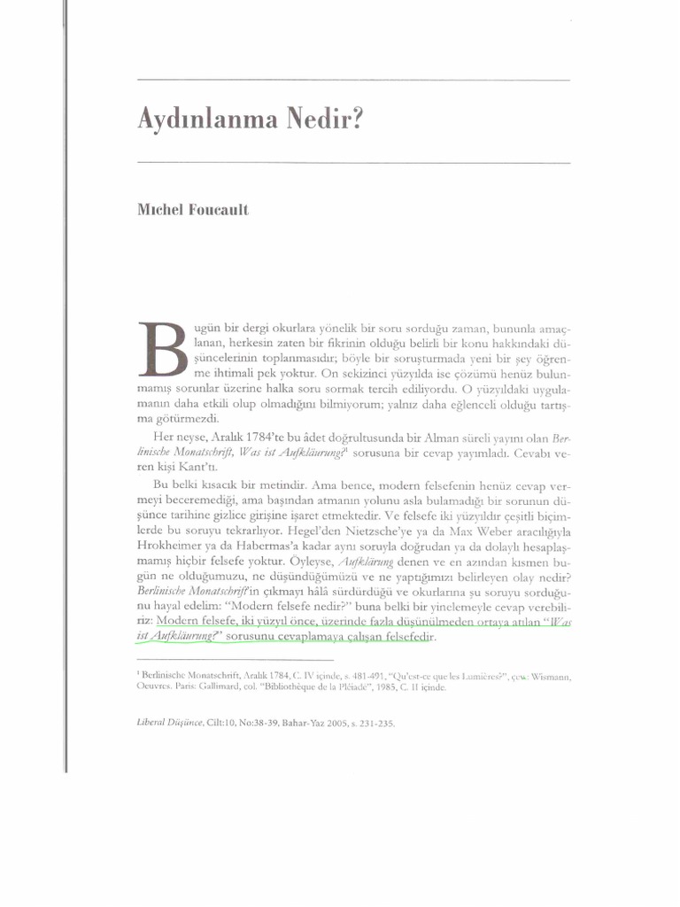 Aydinlanma Nedir Foucault | PDF