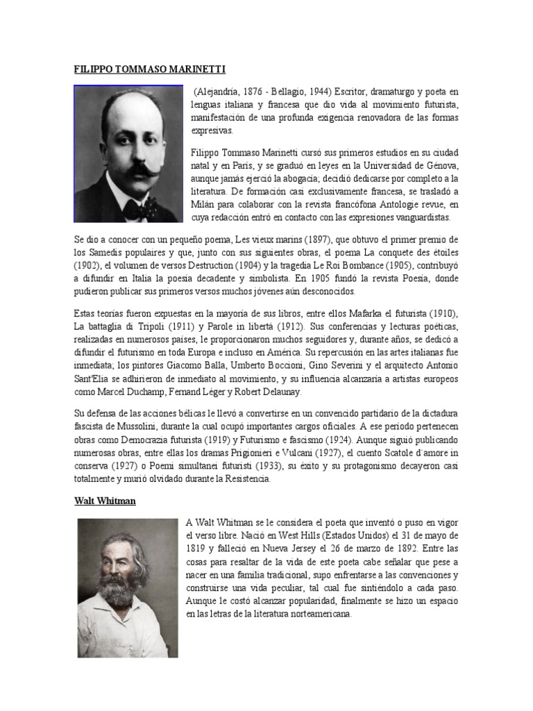 Filippo Tommaso Marinetti Biografia | PDF | Segunda Guerra Mundial ...