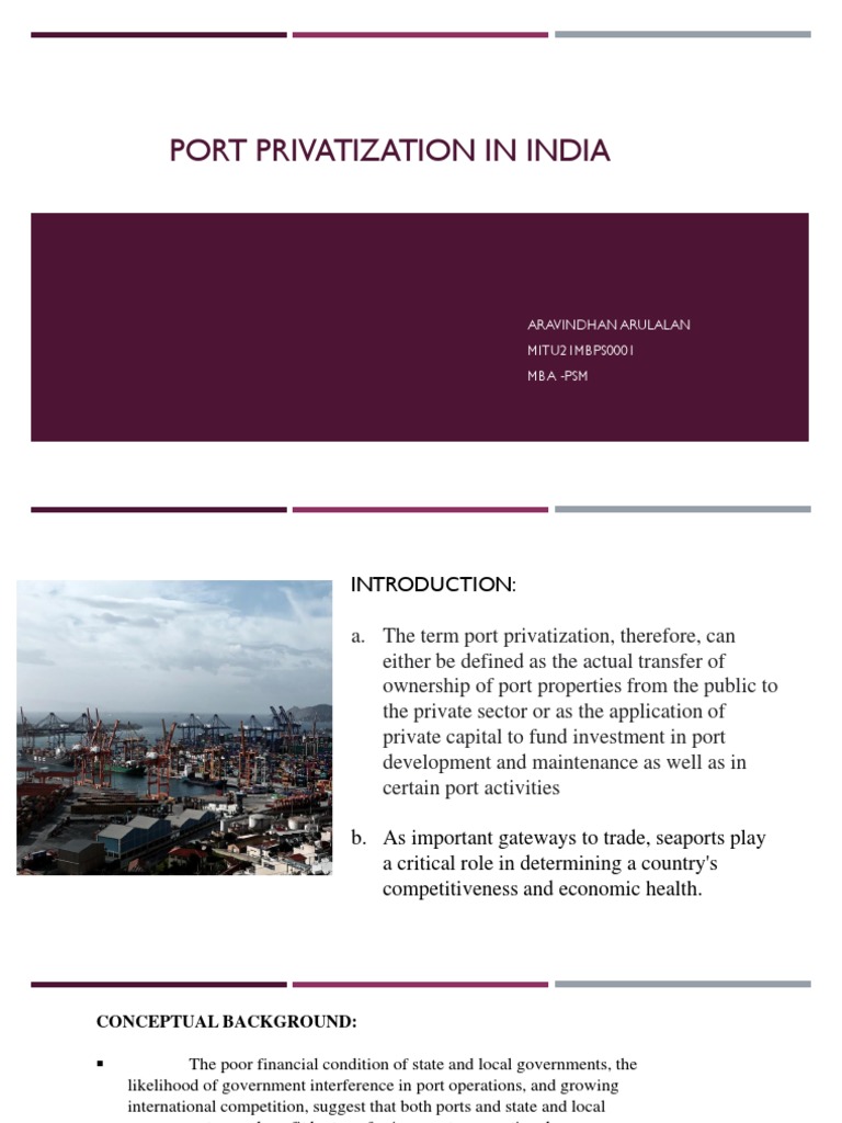 Port Privatization Trends in India | PDF | Public–Private Partnership ...