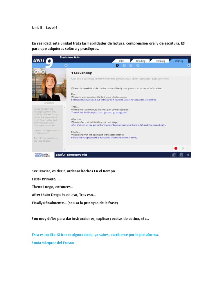 Unit 3 - Spanish Guide - Level 4 | PDF