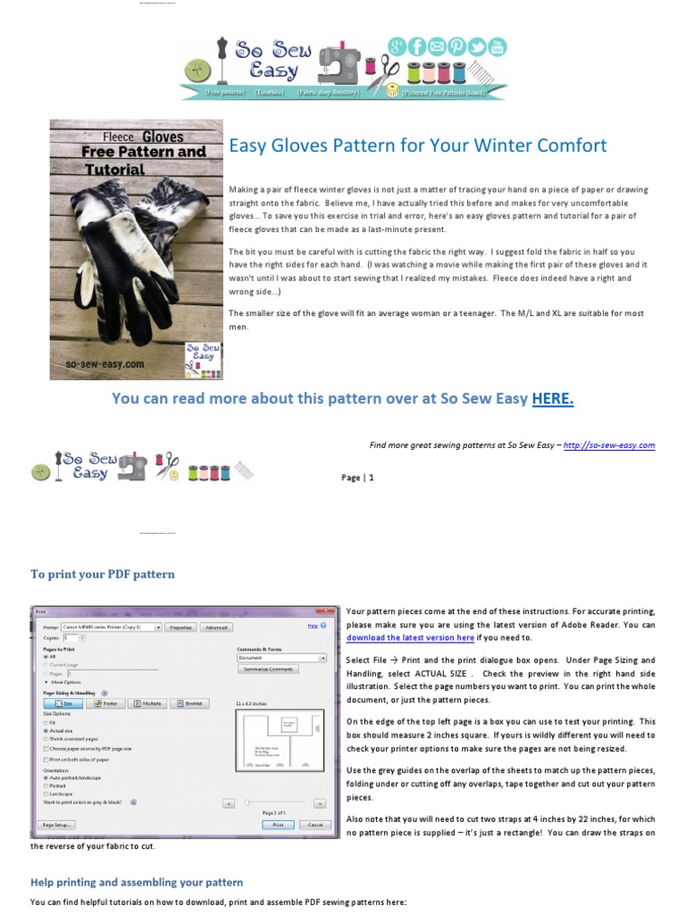 Easy Glove Pattern Payhip | Download Free PDF | Sewing