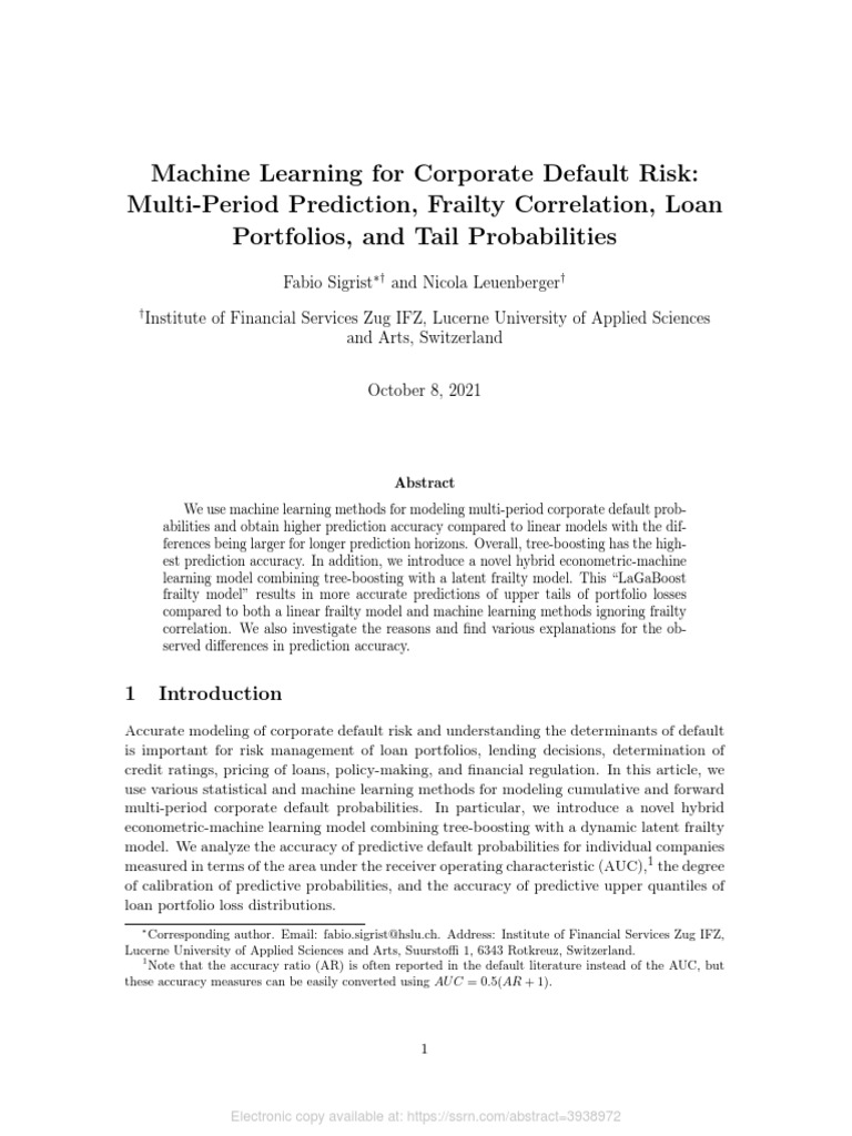 Machine Learning For Corporate Default Risk Multi-Period Prediction ...