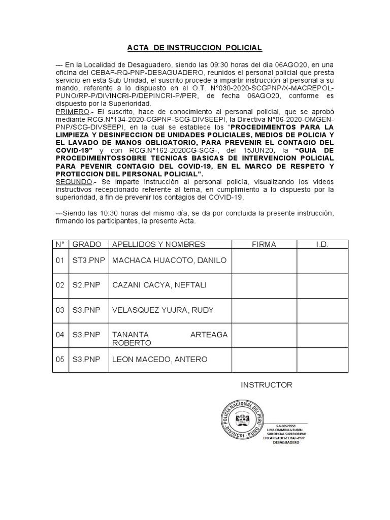 Acta de Instruccion Policial - M.M.030 | PDF