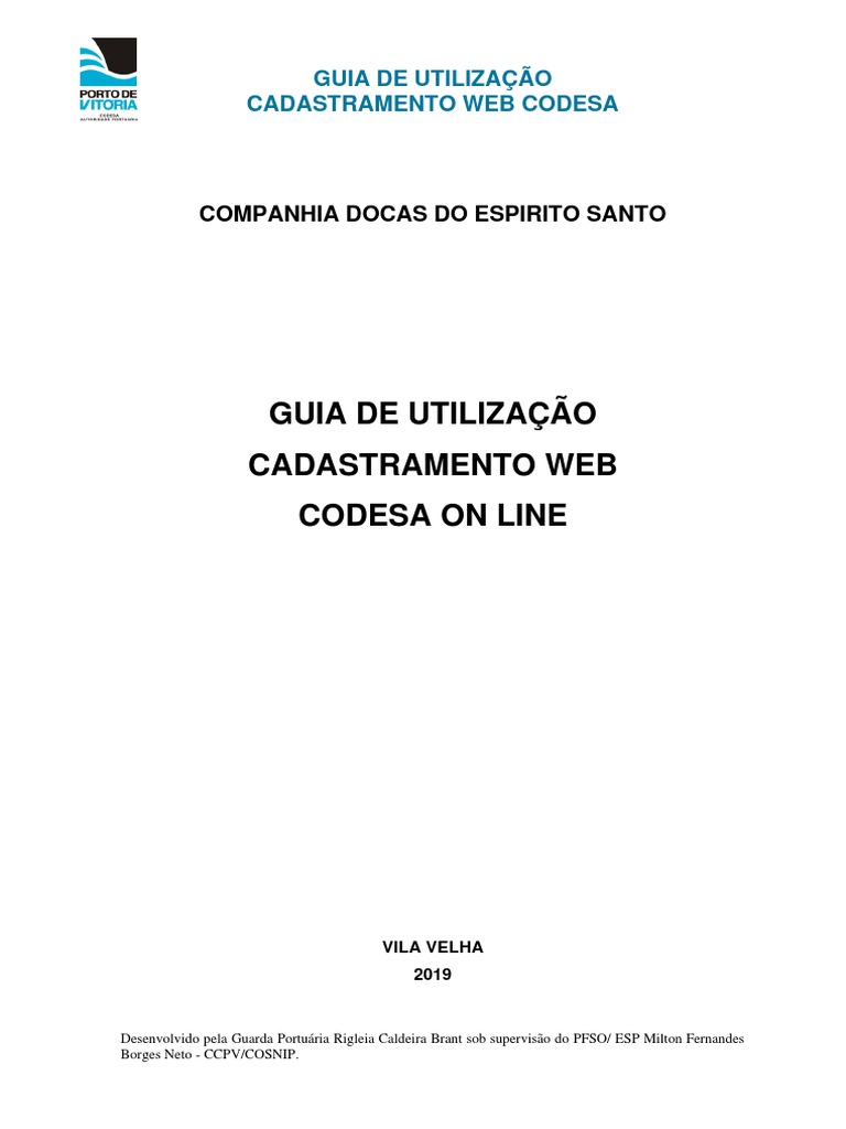Guia de Cadastramento Web CODESA | PDF | Carteira de Motorista