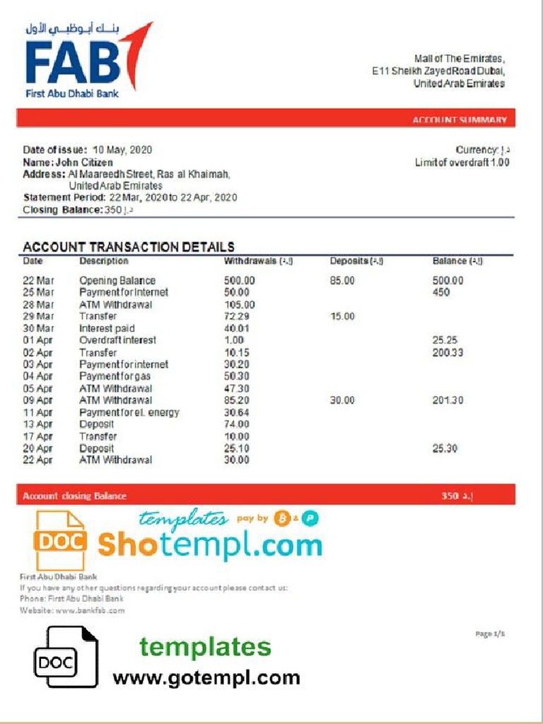 Templates With Design Service - Bank Statement Utility Bill Passport ...