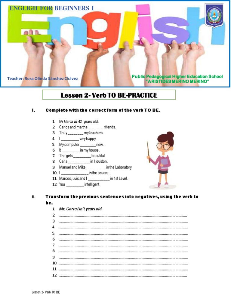 Verb TO BE Practice Lesson | PDF | Syntax | Linguistic Typology