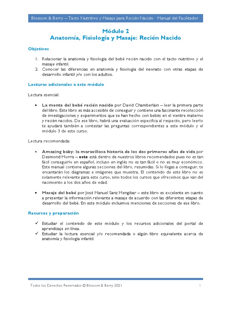 Módulo 2 Anatomía Fisiología y Masaje Recién Nacido | PDF | Vena | Feto