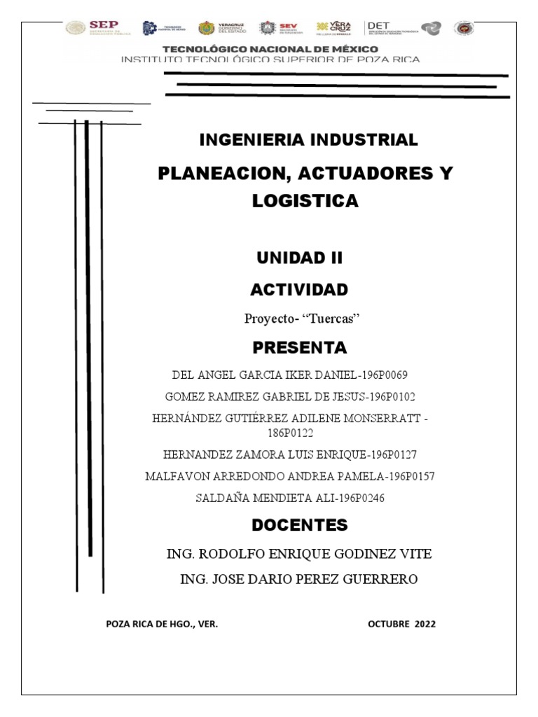 2p Proyecto Pdi, Actuadores y Logistica | PDF | Transporte | Logística