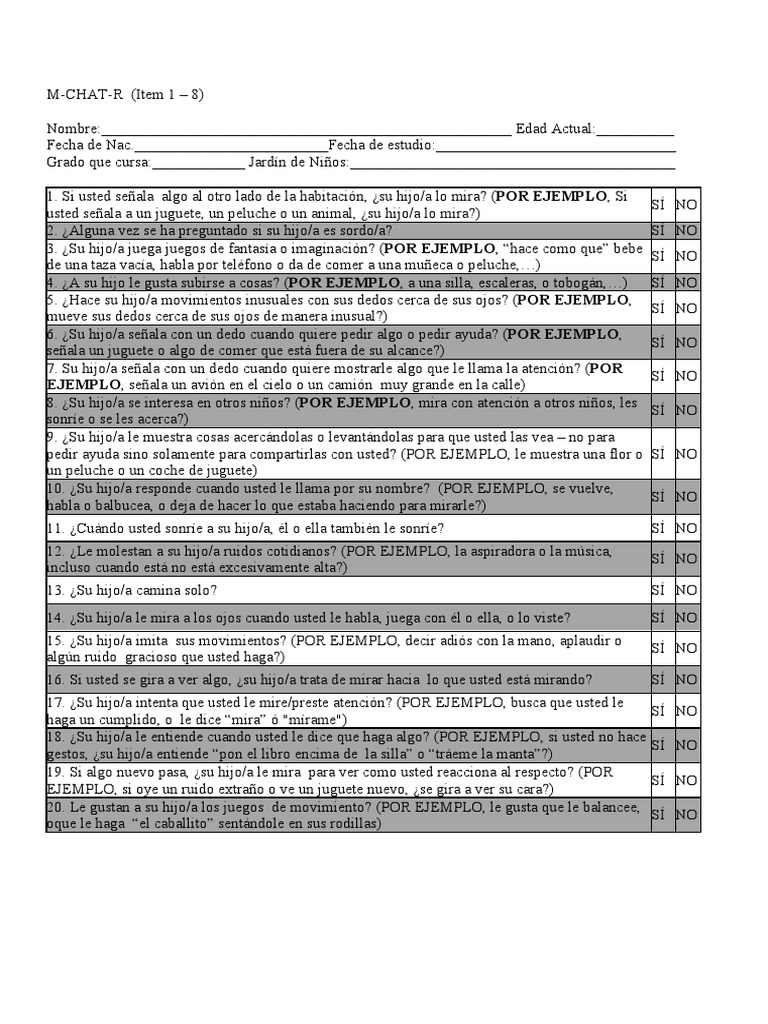 M-Chat Formato | PDF