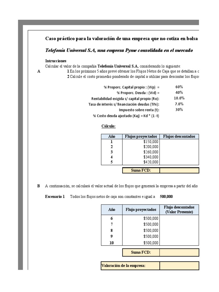 Ejercicio Flujos de Efectivo | PDF | Flujo de caja descontado | Contabilidad de gestión