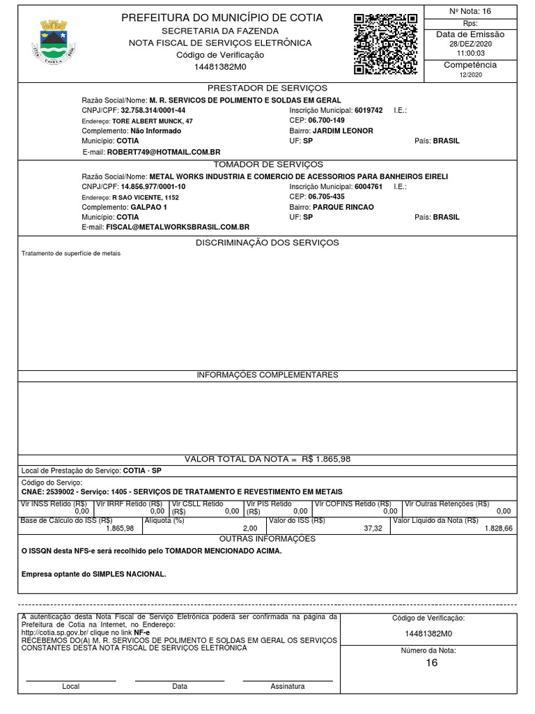 Nota Fiscal Exemplo | PDF | Recibo | Business